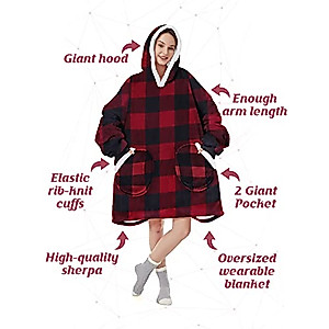 Wearable Blanket Hoodie for Women Men Oversized Giant Thick Cozy Fleece Sherpa Soft Warm Weighted Sweatshirt Hooded Cat