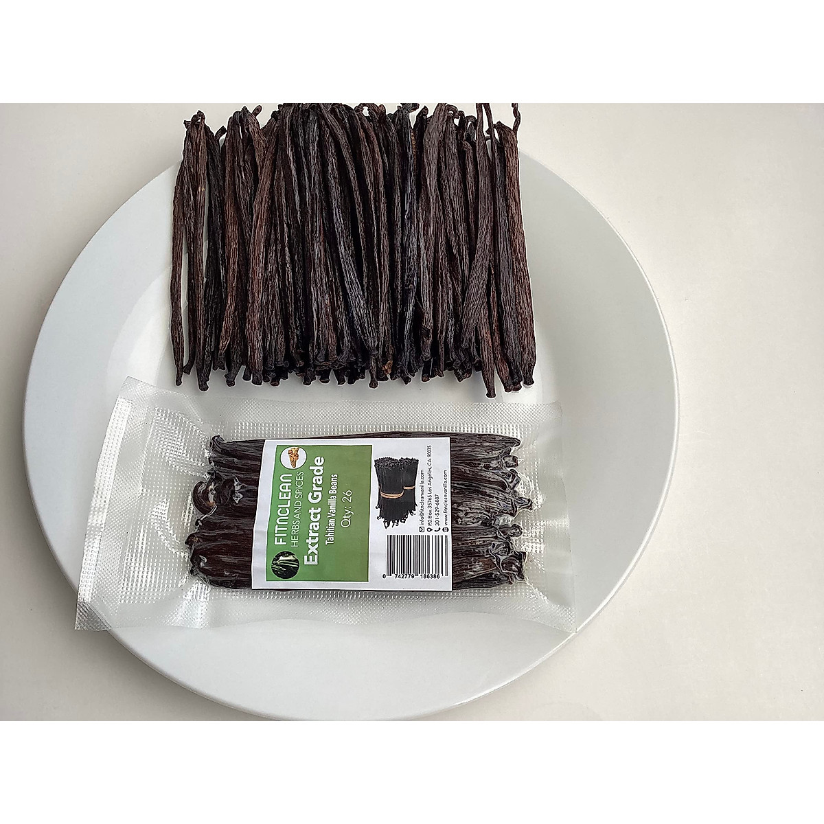 26 Tahitian Vanilla Beans Grade B Extract Exclusive Bulk. 4"-6" Whole NON-GMO PODS by FITNCLEAN VANILLA