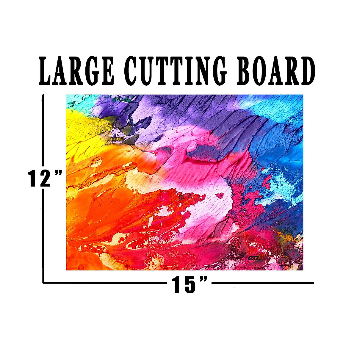 Multicolored Rainbow Pattern Textured Marble Abstract Art Kitchen Glass Cutting Board Modern Decorative Gift Wavy Contrast Design