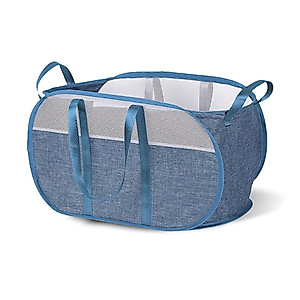 Qivine Pop Up Laundry Hamper, 65L Foldable Laundry Hamper Mesh Laundry Basket with Strong Handles Portable Travel Laundry Hamper Mesh Hamper for Laundry Room, Drom, Bathroom (1)