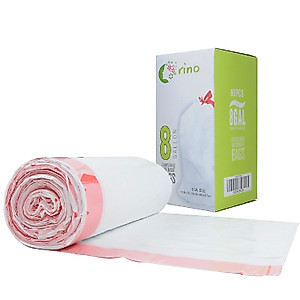 Orino Ultra Strong Garbage Bags 8 Gallon Trash Can Liners for Kitchen and Office Unscented White Drawstring Trash Bags, 60 Count 0.74 mil 22" x 24"