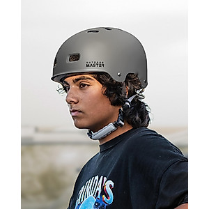OutdoorMaster Skateboard Cycling Helmet - Two Removable Liners Ventilation Multi-Sport Scooter Roller Skate Inline Skating Rollerblading for Kids, Youth & Adults - L - Grey