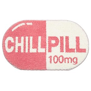 RORA Funny Cute Chill Pill Bath Mat Small Pink Bathroom Rugs Preppy Bathroom Decor Aesthetic Bath Rug Non Slip Washable Water Absorbent