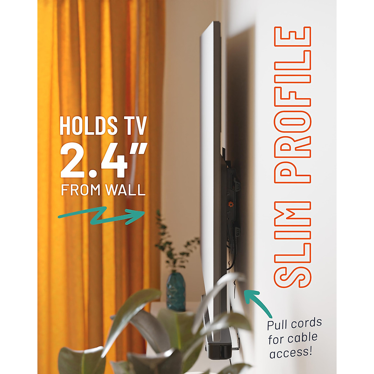 ECHOGEAR Wall Mount TV Bracket for TVs Up to 90" - Low Profile Design Tilts to Eliminate Glare - Includes Drilling Template & Can Be Leveled After Install - UL Listed for Safety