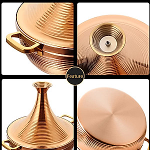 22cm Stainless Steel Tagine Pot Moroccan Tajine Cooking Cookware with Cone-Shaped Closed Lid for Stew Casserole Slow Cooker, 1-2 People Use