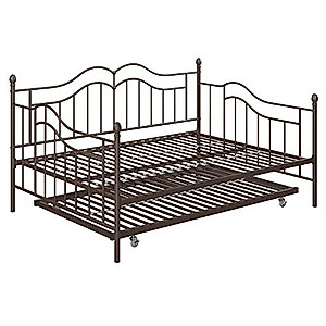 DHP Tokyo Daybed and Trundle with Metal Frame, Full Over Twin Size, Brushed Bronze