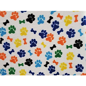 Polar Fleece Fabric Prints Animal Print Pawprint Multicolor / 60" Wide/Sold by The Yard FE-S-209