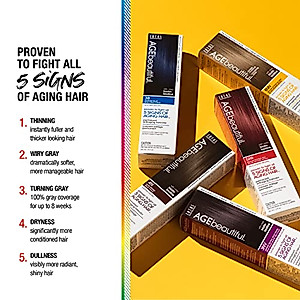 AGE beautiful Root Touch Up Hair Color Spray | Touch-Up Gray Concealer | Temporary Cover Up | Adds Volume & Covers Thinning Patches | Water, Sweat, Stain Resistant | Dark Red Brown | 2 Fl Oz