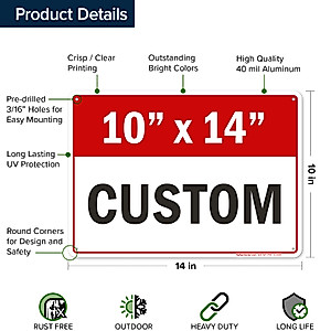 Custom Sign, Custom Sign for Business, Indoor/Outdoor use. 10x14 Inches, Rust Free .040 Aluminum, Fade Resistant, Made in USA by My Sign Center (Header)