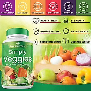 Simply Nature's Promise - Fruit and Vegetable Supplements - 90 Veggie and 90 Fruit Capsules - Made with Whole Food Superfoods, Packed Vitamins & Minerals - Soy Free - Made in The USA