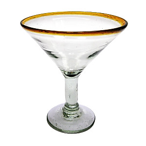 Amber Rim 10 oz Martini Glasses (set of 6), Recycled Glass, Lead-free, Toxin-Free (Martini)