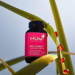 HUM Red Carpet - Skin & Hair Vitamins - Black Currant Seed Oil for Glowing Skin + Lasting Hair Health with Vitamin E, Omega 3 & 6 - Hair and Skin Vitamins (60 Vegan Softgels)
