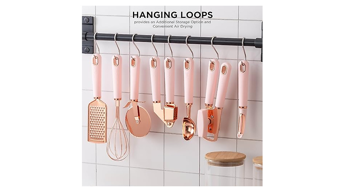 COOK With COLOR 7 Pc Kitchen Gadget Set – Stylish Copper & Pink Utensils