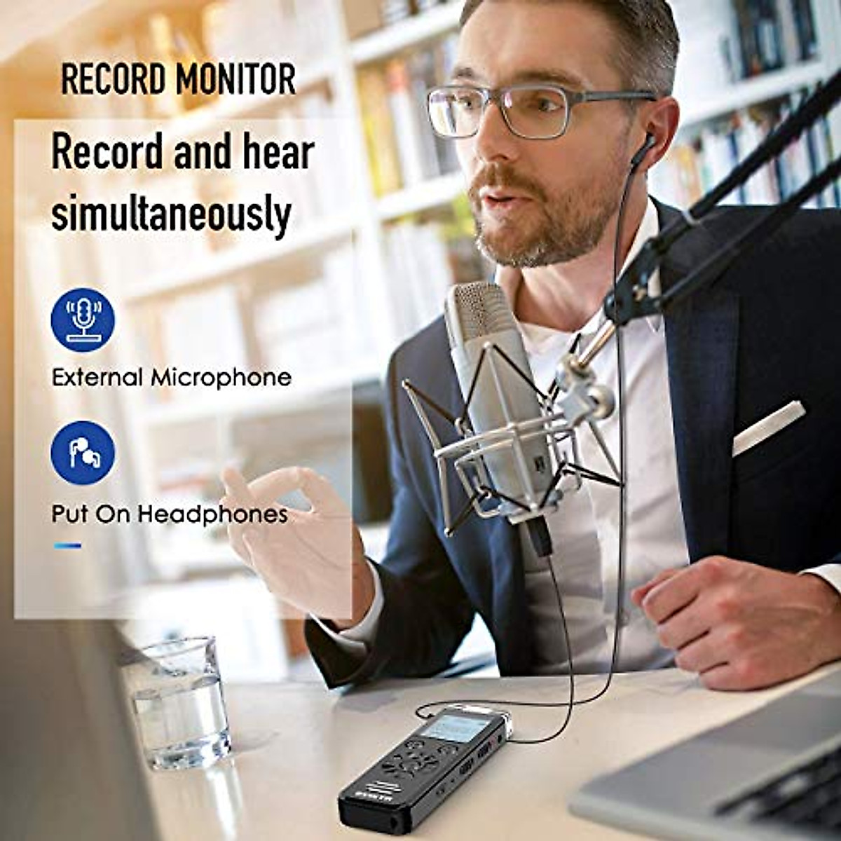 40GB Digital Voice Recorder for Lectures Meetings - Portable Recording Devices with Playback, Line-in, Password, USB Rechargeable