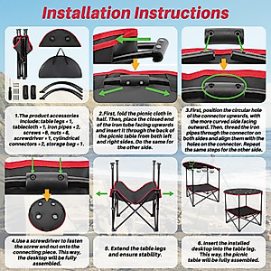 LESES Portable Folding Picnic Table Outdoor Camping Table with Storage Bag