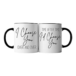 Celebrimo I Choose You Mr and Mrs Coffee Mugs Set - Anniversary Mug Gift for Husband, Wife - His and Her Engagement Gifts for Couples - Engaged, Marriage, Wedding Gifts for Bride and Groom, Couple