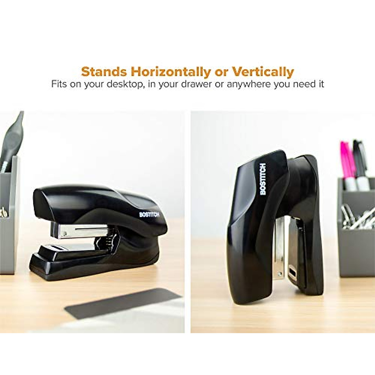 Bostitch Stapler with Staples Value Pack Set, Heavy Duty Stand Up Stapler, Black, 40 Sheet Capacity with 5000 Staples, Small Stapler Size, Fits Into The Palm of Your Hand (B175-BLK -VP)