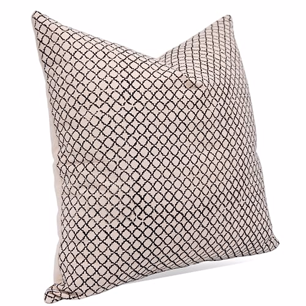 Fabritual Handloom Block Print Duck Canvas 20X20 Inch Throw Pillow Case Cushion Cover for Sofa, Couch and Bed, Fall Decoration, Farmhouse, Outdoor, Living Room, Home Décor, Kabutar Jaal, Black