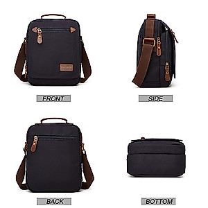 Small Canvas Messenger Bag for Men,Vintage Causal Shoulder Bag Lightweight Crossbody Purse ideal Work Travel Business，Blue-black