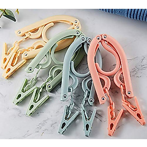 Travel Hangers with Clips Portable Folding Clothes Hangers with 1 pcs Clothesline 12 pcs with 24 pcs Hanger Clips for Scarves Suits Trousers Pants Shirts Socks Underwear Travel Home Foldable Clothes