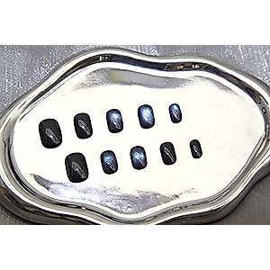 Fantasticlady Glue on Nails Short,Magnetic Green Cat Eye,Press on Nails Short Square,Short Fake Nails,False Nails Short,Acrylic Nails Press on,Short Nails Press on,Natural Nails for Women.