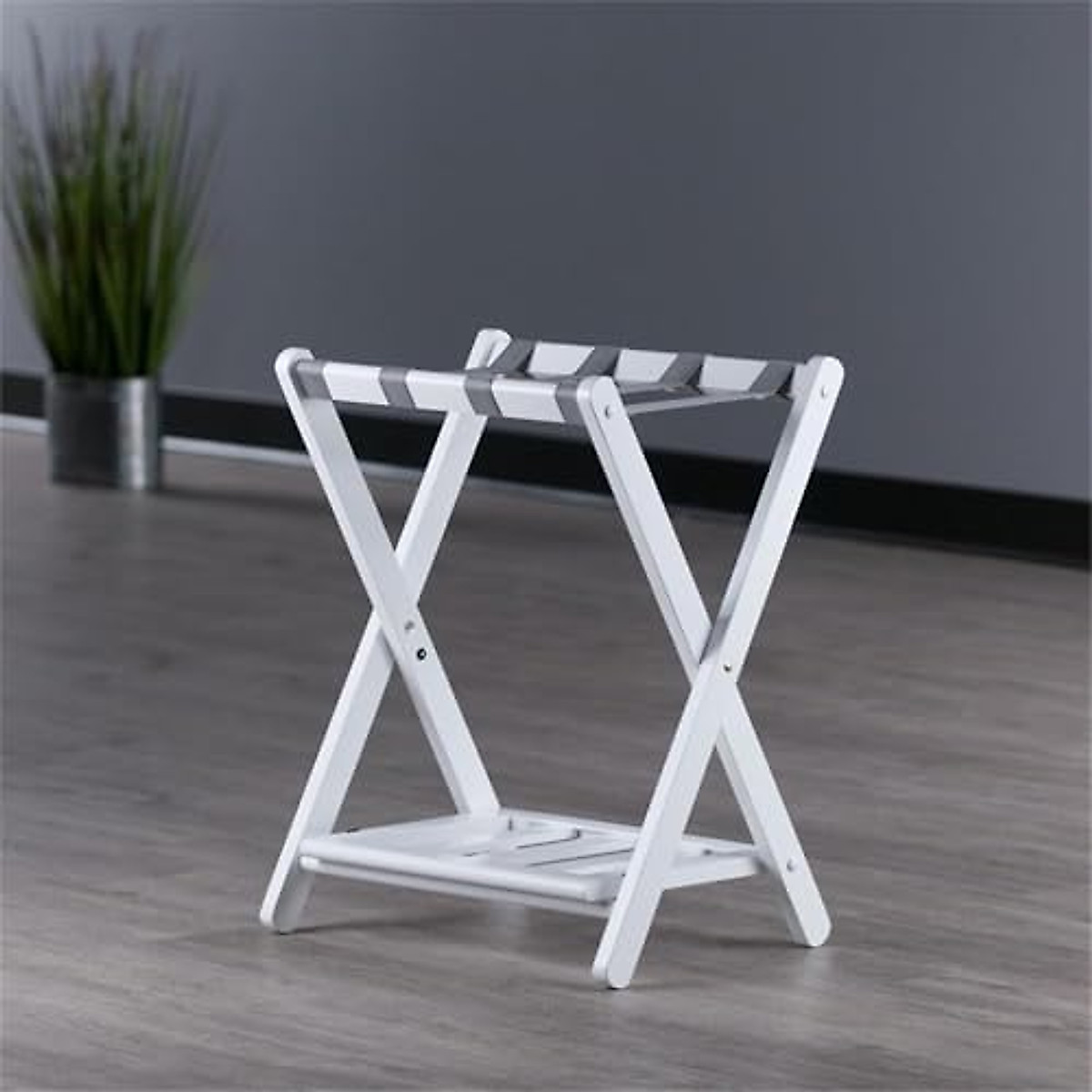 Raya luggage rack with shelf in white finish