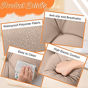 Thyle Outdoor Chair Cushions Set of 6 Waterproof Sun Protection Square Tufted Overstuffed Patio Furniture Seat Cushion for Patio Funiture Dining Indoor 19" x 19"(Khaki)