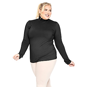 Women's Plus Size Long Sleeve Turtleneck Top Black 6X