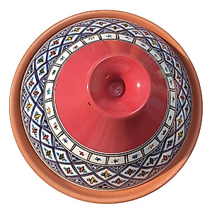 Tagine Hand Made,Painted Ceramic by Artist Slama made for MAGO OF CARTHAGE traditional Design of the Mediterranean island Djerba.