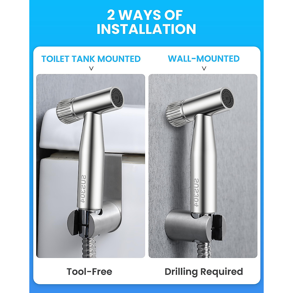 Bidet Sprayer for Toilet with Brass Valve, Pressure Adjustable, OPKIDDLE Handheld Water Jet Spray Muslim Shower, Stainless Steel Toilet Sprayer for Diaper Feminine Wash, Floor and Car Cleaning