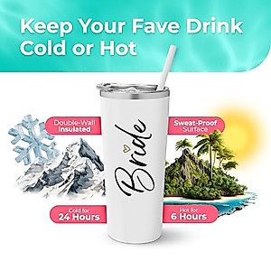 SassyCups Bride Tumbler Cup | Vacuum Insulated Stainless Steel Drink Cup with Straw for Bride to Be | Engagement Glass | Newly Engaged Travel Mug | Future Mrs Bachelorette Cup (22 Ounce, White)