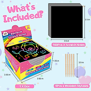 ZMLM Scratch Paper Easter Basket Stuffers - 160 Rainbow Art Crafts Notes Stocking Stuffers Party Favors for Kids Supplies Kit - Magic Scratch Cards Set Birthday Gifts Toys for Girls Boys Easter Crafts