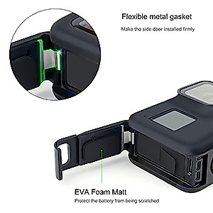 SOONSUN Aluminum Side Door Cover for GoPro Hero 8 Black Removable Replacement Battery Door Cover with Type-C Port for GoPro Hero8 Black, Charging Without Removing Battery Door