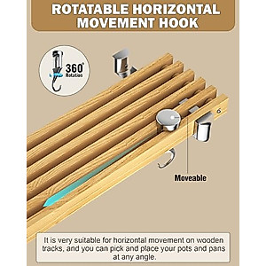 Cooks Standard Hooks, 4 Pack Aluminum Ceiling Hooks for Pot Rack, 30 lbs Max Load Heavy Duty Kitchen Hooks Hanger , Waterproof and Oilproof Moveable Hooks Organize for Kitchen-Silver