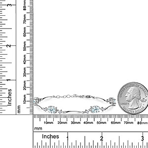 Gem Stone King 925 Sterling Silver Sky Blue Aquamarine and White Created Sapphire Tennis Bracelet For Women | 3.32 Cttw | Gemstone March Birthstone | Oval 7X5MM | 6 Inch + 1 Inch Extender