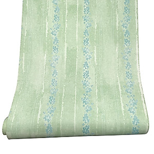 Yifely Self-Adhesive Furniture Paper Removable Shelf Liner for Covering Drawers Cabinet Doors, Green Wood Grain, 17.7 Inch by 9.8 Feet