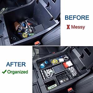 JDMCAR Compatible with Toyota Tundra Accessories 2014-2021 Center Console Organizer, Insert ABS Black Materials Tray, Armrest Secondary Storage Box - Full Tray