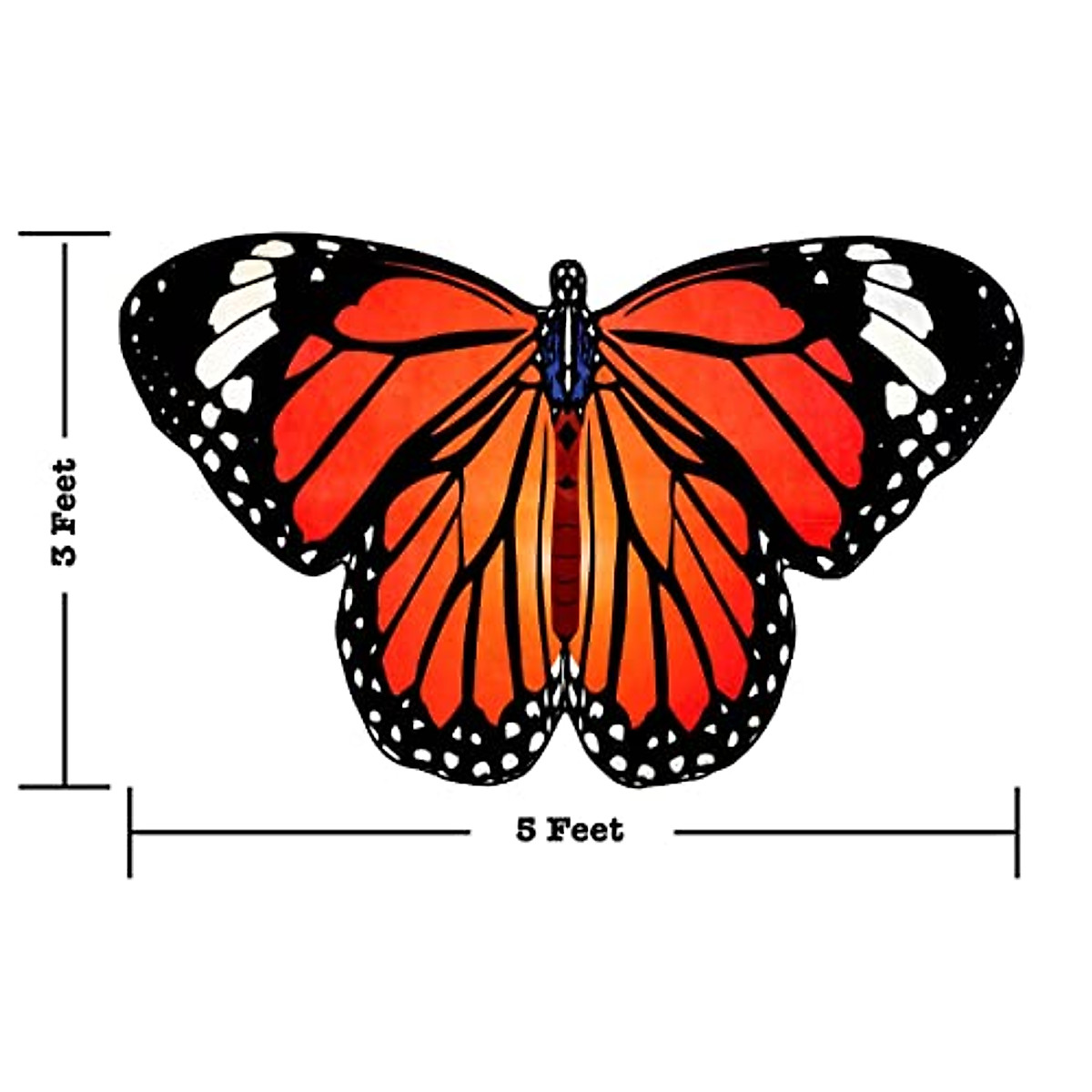 The Life Aisle | Butterfly Rug. 3'x5' | Area Rug | Monarch Butterfly Rugs for Girls Bedroom | Cute Rugs for Bedroom Aesthetic | Bedside Rug for Kids Play Room | College Dorm Room Essentials