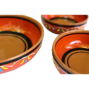 Canyon Cactus Ceramics Spanish Terracotta Set Of 3 Small Dipping Bowls, Orange