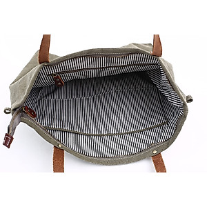 Canvas Leather Tote Bag for Women Leather Canvas Crossbody with Zipper Fashion Shopping Work Handbags for Women,Women's Canvas Shoulder Purse Bag With etachable and Adjustable Shoulder Strap