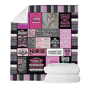 Ultra Soft Nurse Theme Blanket Microfiber Plush Sherpa Blanket Gifts for Women Nurses Warm Cozy Fuzzy Throw Blanket for Bed and Couch (Nurse Blanket04, 150cm x 200cm(59'' x 79''))