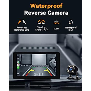 LAMTTO 7" HD Wireless Car Stereo with Apple Carplay & Backup Camera, Portable Touchscreen Android Auto Adapter with GPS Navigation System,Multimedia Player Video Receivers with Bluetooth,Airplay