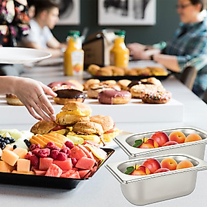 Oungy 8 Pack Hotel Pans 1/9 Size 2 1/2 Inch Deep Anti Clogging Stainless Steel Chafing Steam Table Pans Commercial Catering Storage Metal Food Pan for Hotel Restaurant Buffet