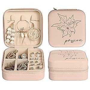 Konelia Small Jewelry Box Organizer, Portable Mini Travel Jewelry Organizer Display Storage Box Rings Earrings Necklaces Daughters Birthday Mother's Day Gifts