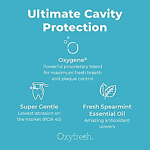 Premium Oxyfresh Cavity Protection – Fresh Mint Fluoride Toothpaste – Low Abrasion Anticavity Toothpaste for Sensitive Teeth – Remineralizing Enamel Repair to Prevent Tartar & Cavities | 5oz