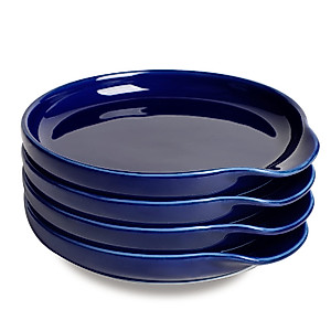 GDCZ Ceramic Spoon Rest for Stove Top - 5 Inches Large Spoon Holder for kitchen Counter, White Coffee Spoon Rest, Cooking Utensil Rest, Kitchen Accessories, Dishwasher Safe, Set of 1,Navy