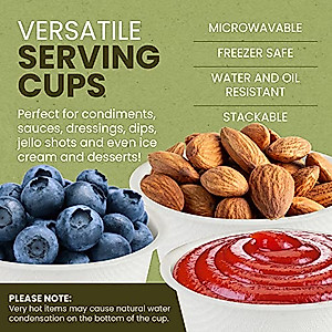 brheez 2 oz - Pack of 200 White Paper Souffle Cup - Small Paper Cups for Sample, Mouthwash Cups, Condiment Cups, Snack Cups, Souffle Cups - Mini Biodegradable Compostable & Disposable Tasting Cups