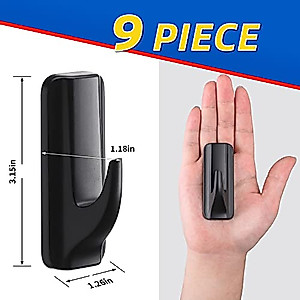 ALOCEO Towel Hooks 9 Pack for Bathroom with 12 Adhesive Strips Shower Waterproof Sticky Hooks Black Plastic Hooks for Keys Outdoor Kitchen Door