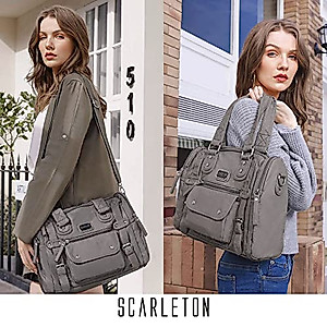 Scarleton Purses for Women Large Hobo Bags Satchel Handbags for Women Top Handle Shoulder Bag Tote Vegan Leather, H148524, Grey