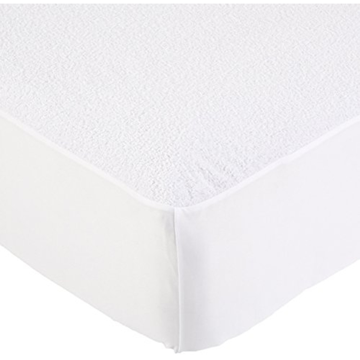 Amazon Basics Hypoallergenic Waterproof Fitted Mattress Protector Cover, King, White, 18 inch